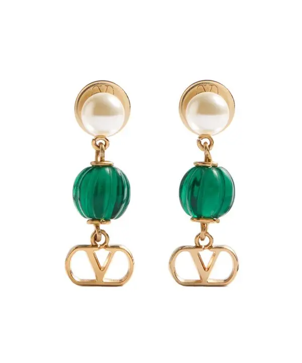 Valentino Garavani Vlogo Pearl Drop Earrings - Yellow