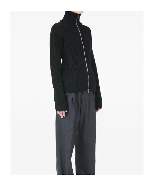 MAISON MARGIELA Long Sleeve Ribbed Zip-up Cardigan
