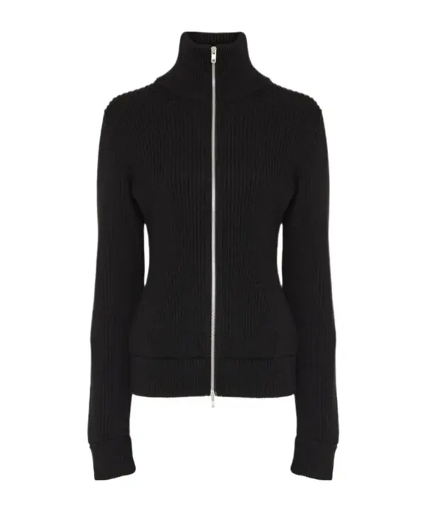 MAISON MARGIELA Ribbed Zip-up Cardigan - Black