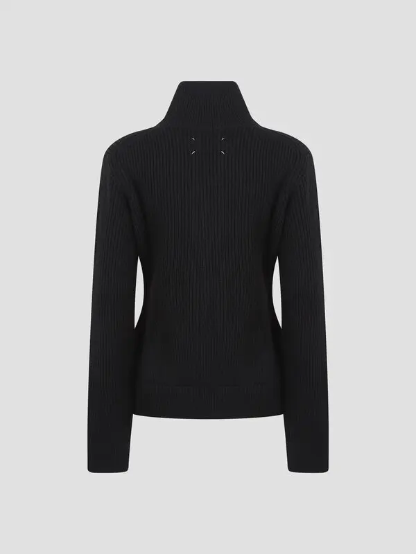 MAISON MARGIELA Ribbed Zip-up Cardigan - Black