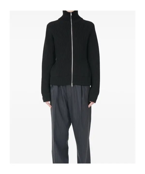 MAISON MARGIELA Ribbed Zip-up Cardigan - Black