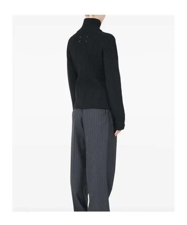MAISON MARGIELA Ribbed Zip-up Cardigan - Black