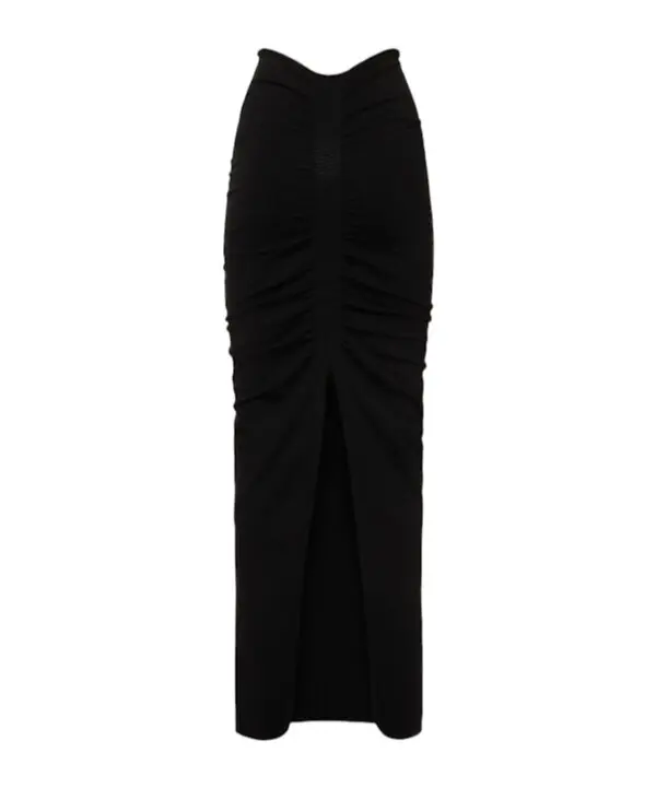 Alexander Wang Pleated Knit Maxi Skirt With Back Slit