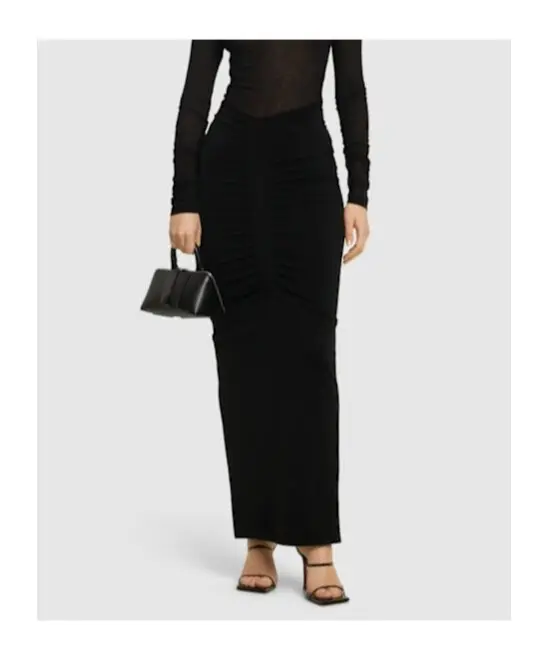 Alexander Wang Pleated Knit Maxi Skirt With Back Slit