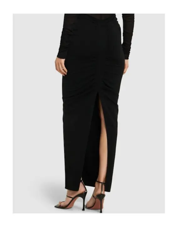 Alexander Wang Pleated Knit Maxi Skirt With Back Slit