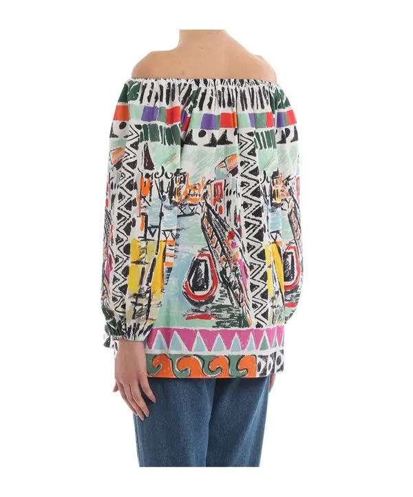 Prada Off-the-shoulder Printed Blouse
