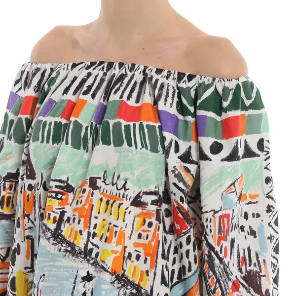 Prada Off-the-shoulder Printed Blouse
