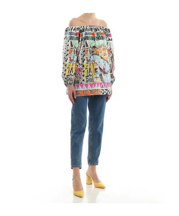 Prada Off-the-shoulder Printed Blouse