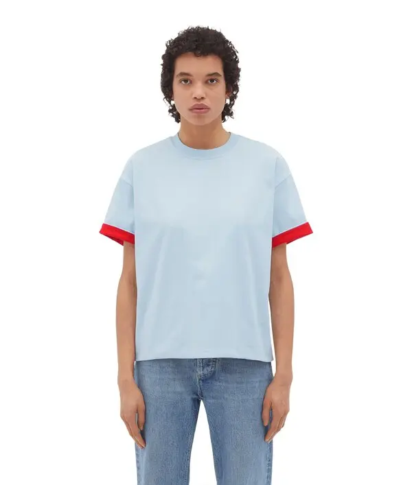 Bottega Veneta Crewneck T-shirt With Contrast Trim - Blue