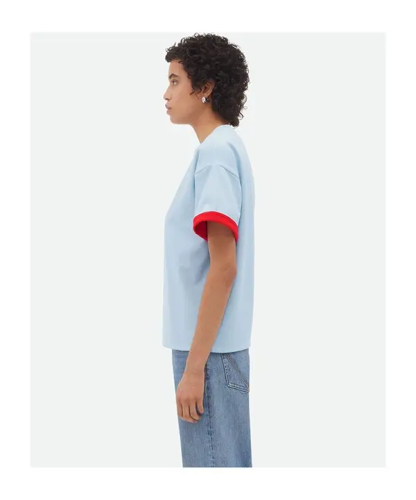 Bottega Veneta Crewneck T-shirt With Contrast Trim - Blue