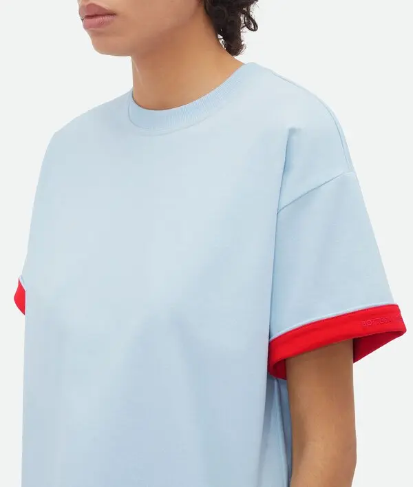 Bottega Veneta Crewneck T-shirt With Contrast Trim - Blue