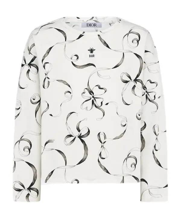 Dior Long-sleeve T-shirt With Bee Embroidery - Ivory