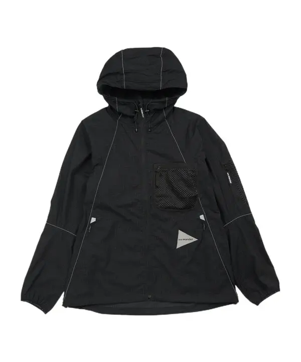 AND WANDER Ripstop Hooded Jacket - Black