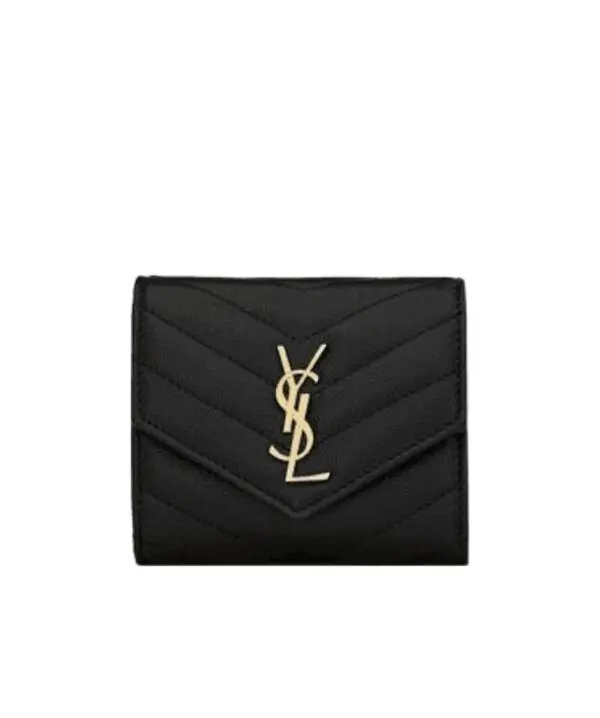 Saint Laurent Cassandre Matelassé Multi-folded Wallet - Black