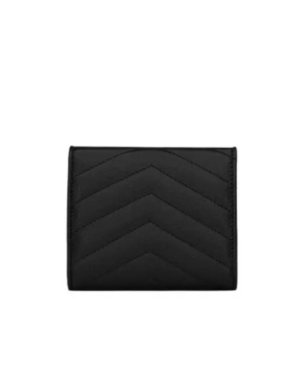 Saint Laurent Cassandre Matelassé Multi-folded Wallet - Black