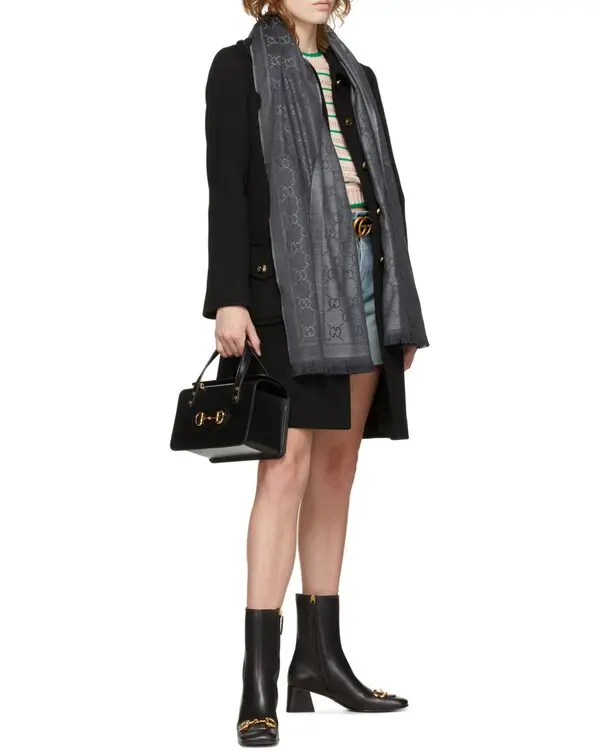 Gucci Gg Jacquard Pattern Knitted Scarf