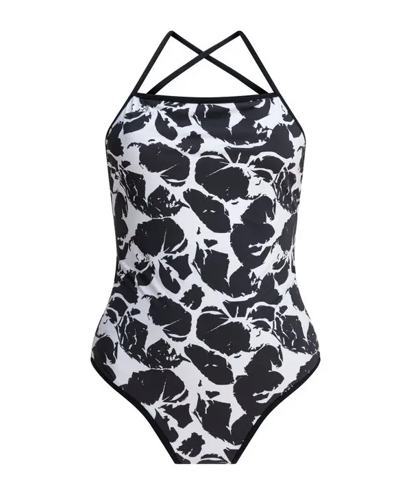 Loulou De Saison Sleeveless Halterneck Printed One Piece - Blackivoryblack