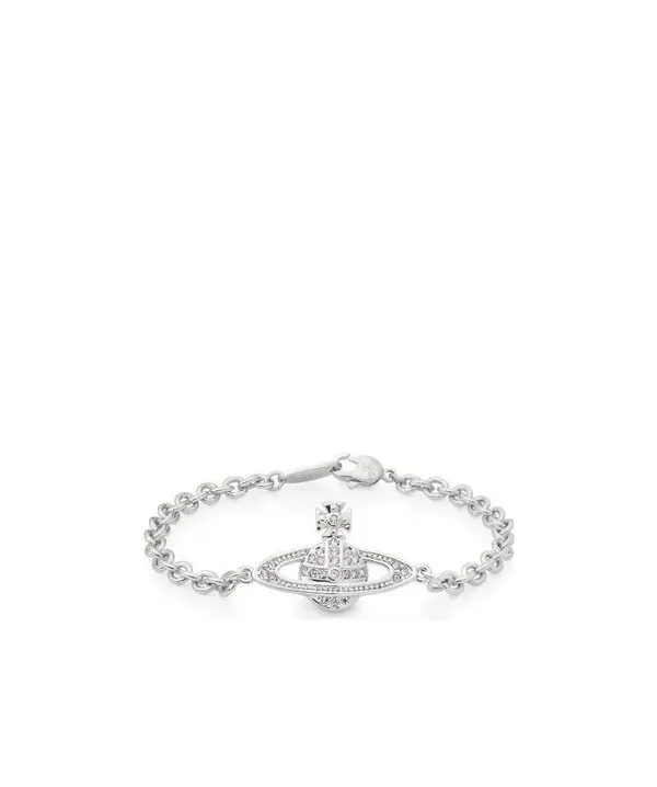 VIVIENNE WESTWOOD Silver Logo Crystal Embellished Bracelet - Gray