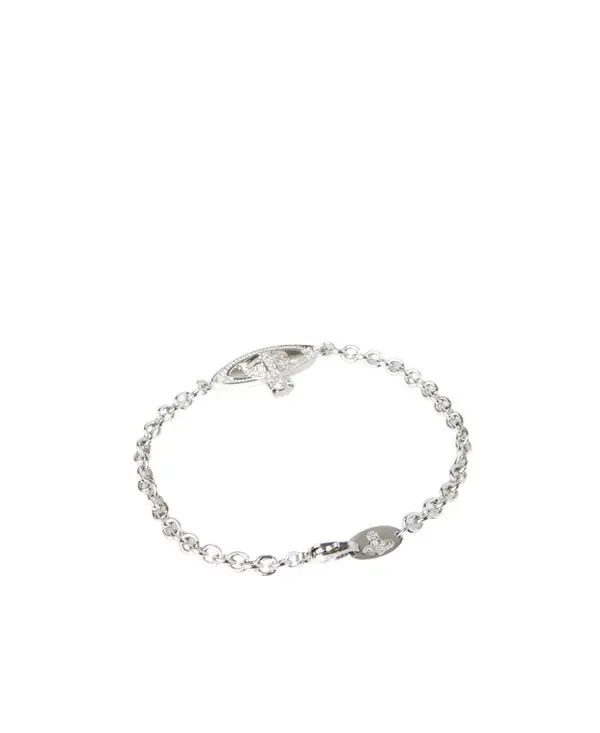 VIVIENNE WESTWOOD Silver Logo Crystal Embellished Bracelet