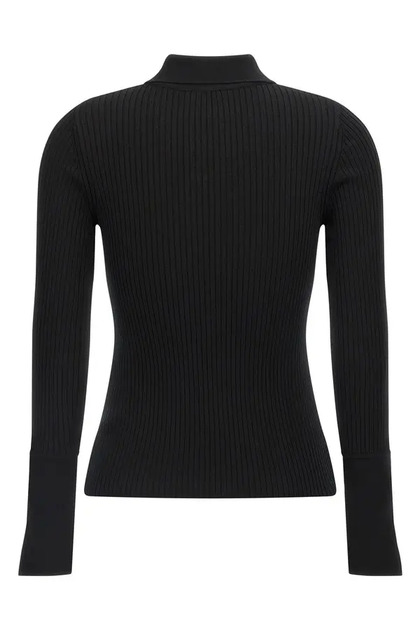 COURREGES Ribbed Polo Top With Button-up Placket