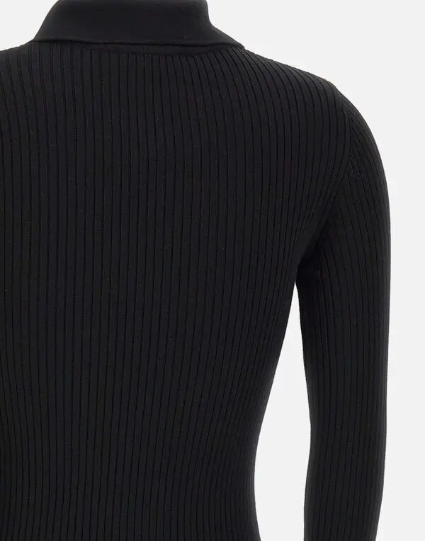 COURREGES Ribbed Polo Top With Button-up Placket
