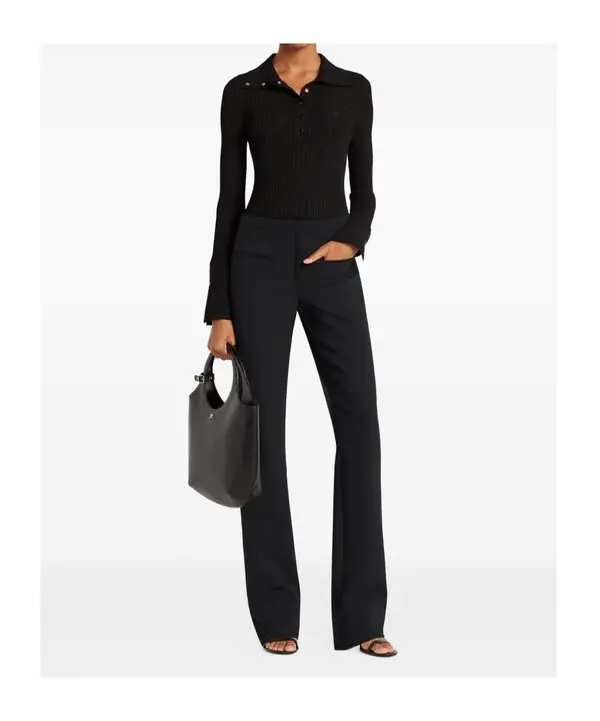 COURREGES Ribbed Polo Top With Button-up Placket