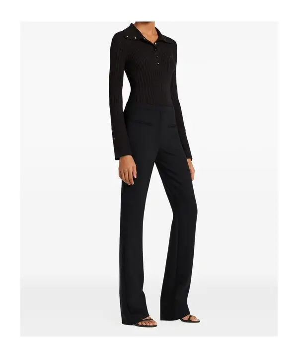 COURREGES Ribbed Polo Top With Button-up Placket