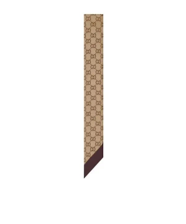 Gucci Printed Silk Chiffon Ribbon - Brown And Light Brown