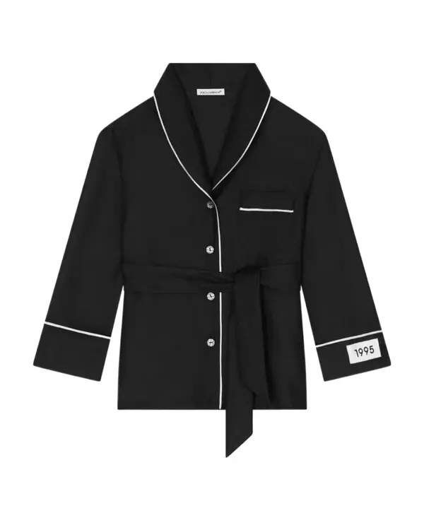 Dolce & Gabbana Logo-patch Silk Twill Pajama Shirt - Black