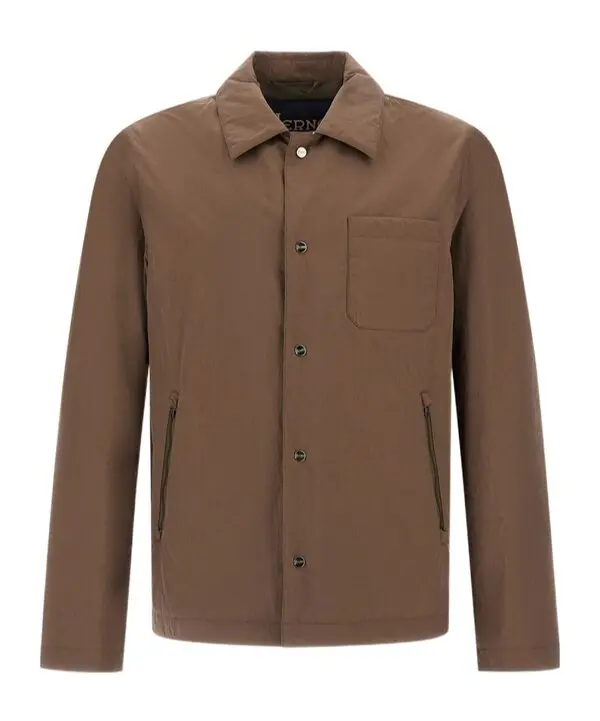 Herno Crinkled Shacket With Padded Lining - Brown