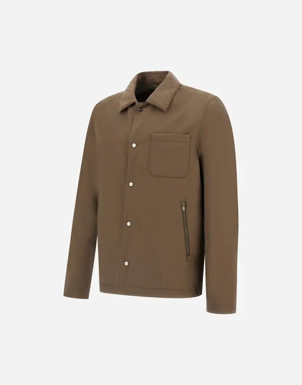 Herno Crinkled Shacket With Padded Lining - Brown