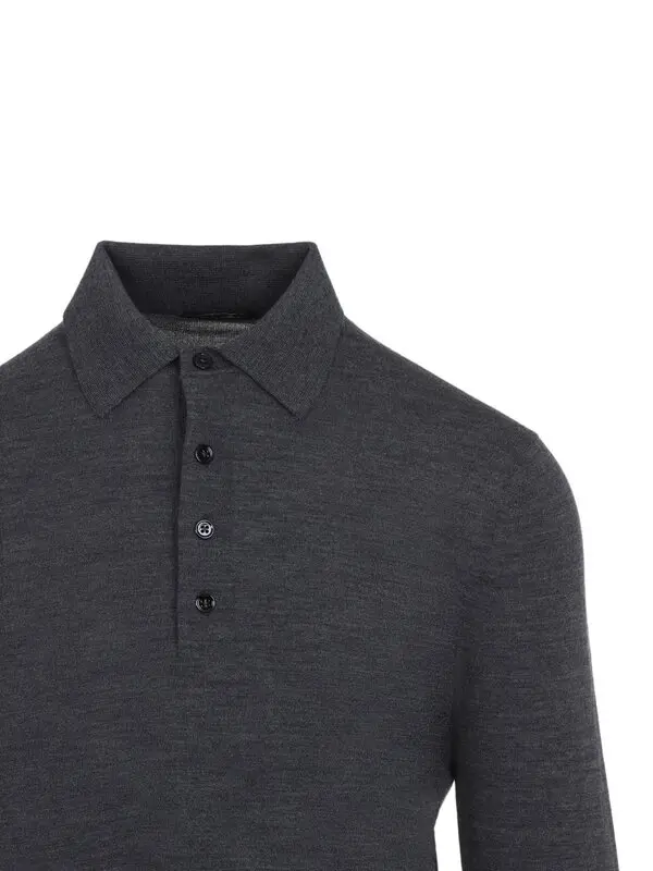TOM FORD Long-sleeved Polo Shirt - Black