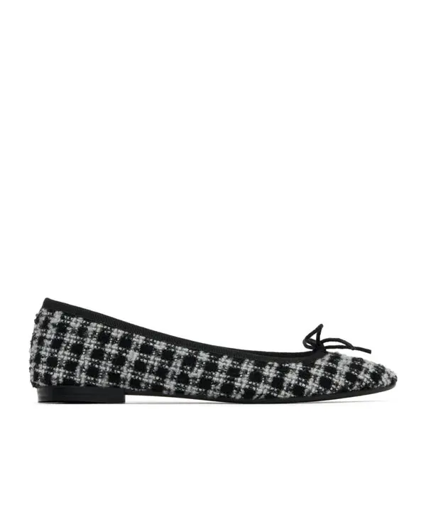 Repetto Checked Tweed Ballet Flats - Black, White