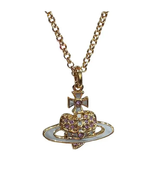 VIVIENNE WESTWOOD Four-leaf Clover Heart Pendant Necklace - Purple