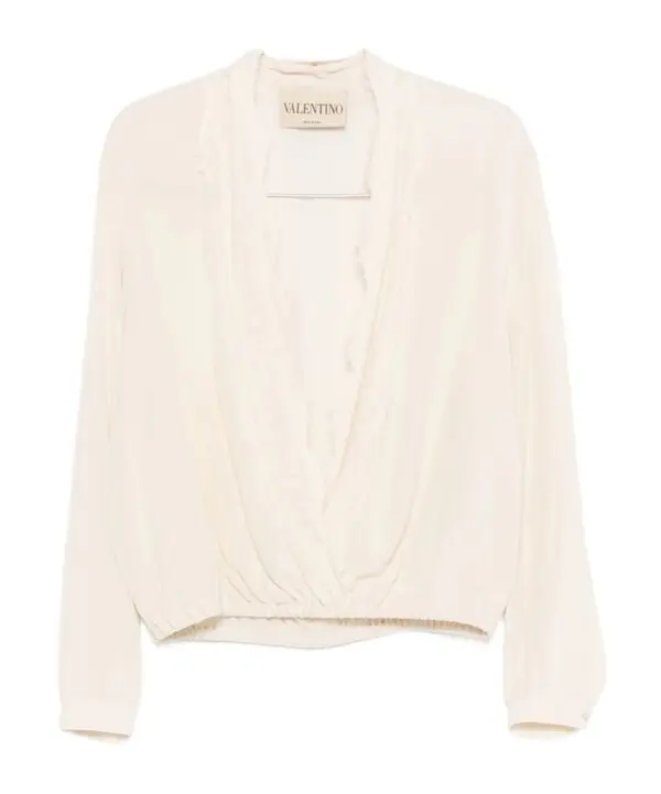 Valentino Garavani Lace Trim V-neck Blouse - Off White