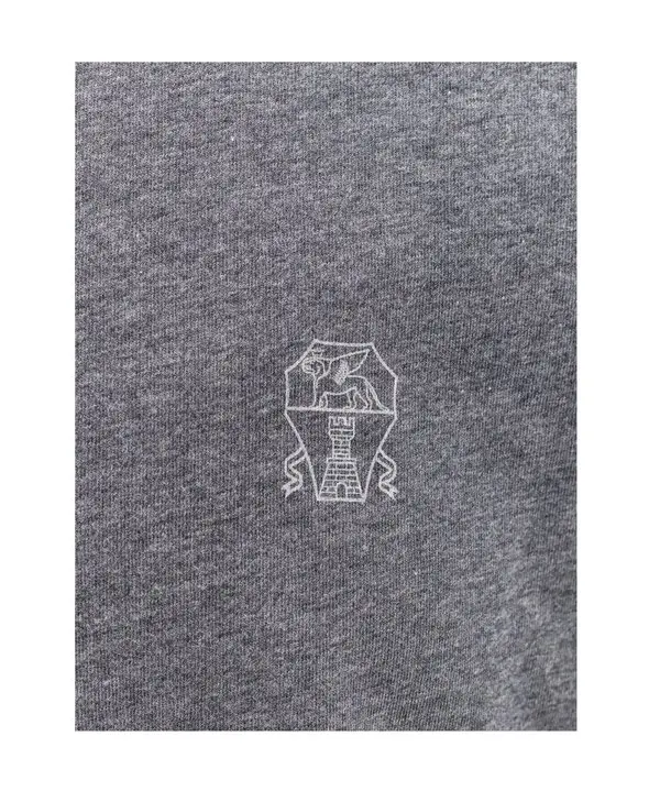 Brunello Cucinelli Logo Embroidered Crewneck T-shirt