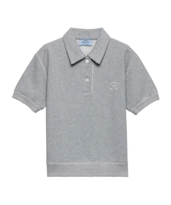 Prada Logo Detailed Short Sleeved Polo Shirt - Grey