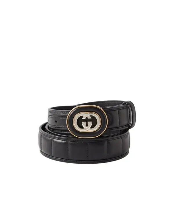 Gucci Quilted Leather Interlocking G Belt - Black