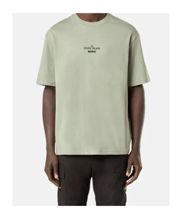Stone Island Logo Printed Crewneck T-shirt - Sage
