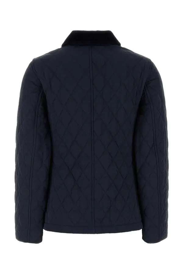 Burberry Quilted Jacket With Plaid Lining And Shield Emblem
