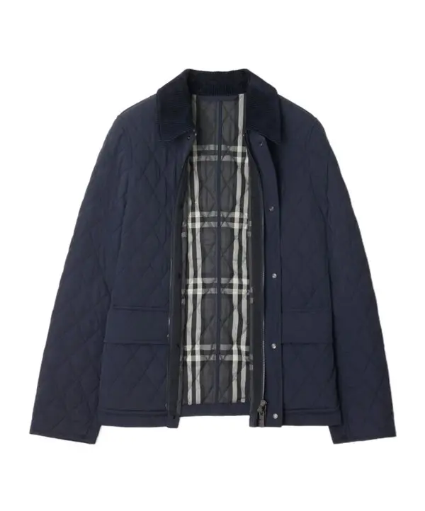 Burberry Quilted Jacket With Plaid Lining And Shield Emblem
