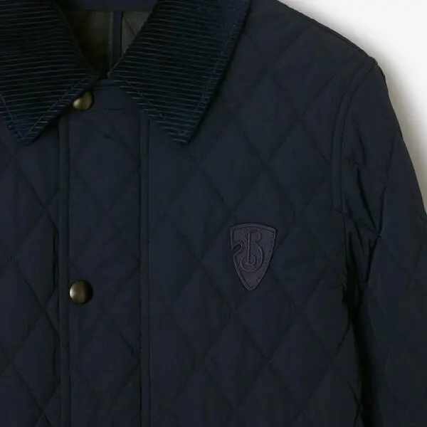 Burberry Quilted Jacket With Plaid Lining And Shield Emblem