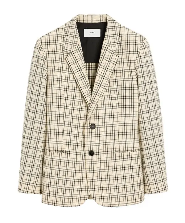 Ami Checked Tailored Jacket - Nude