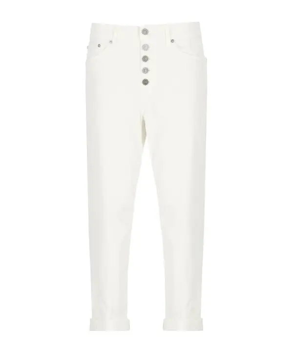 DONDUP Buttoned Cropped Pants - White