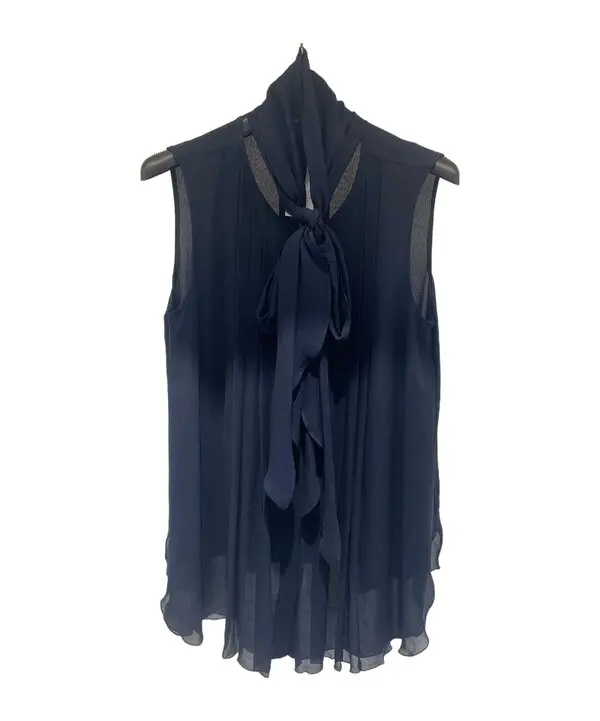 Max Mara Sleeveless Pleated Shirt With Bow Detail - Black