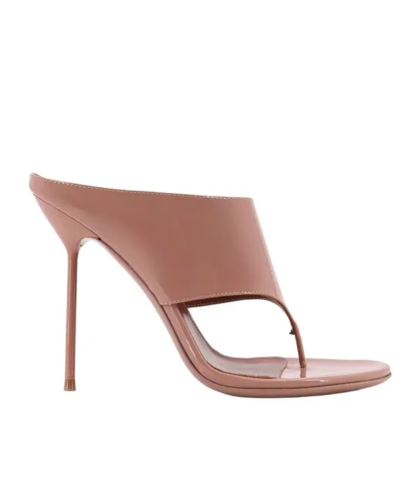 Paris Texas Thong Mule Heeled Sandals - Pink