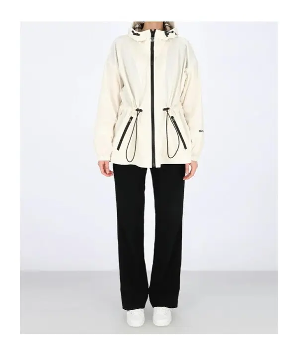 Burberry Lightweight Zip-up Jacket With Drawstring Details - Off-white