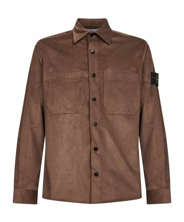 Stone Island Logo Patch Long Sleeved Shirt - Brown