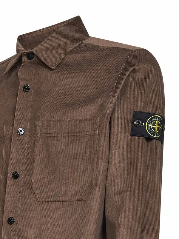 Stone Island Logo Patch Long Sleeved Shirt - Brown