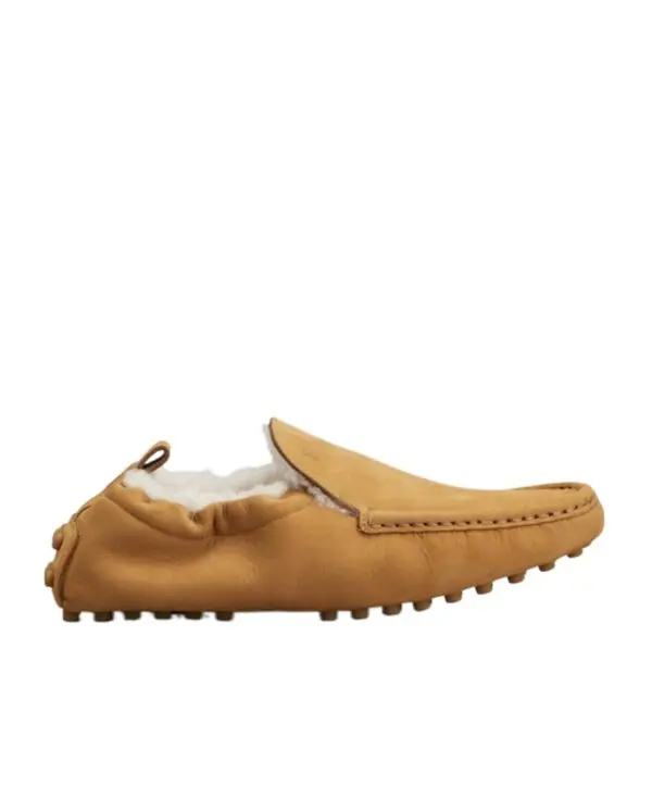 TOD'S Shearling Lined Suede Driving Slippers